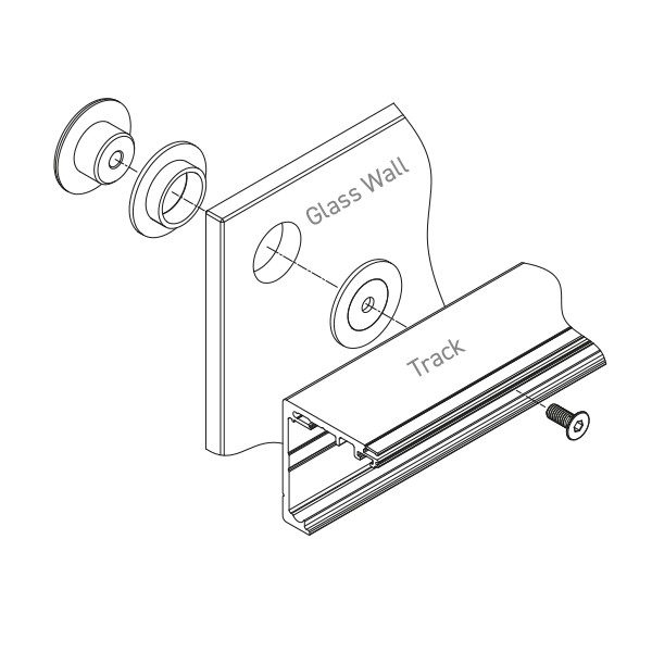 UG Track to Glass Overpanel Fixings - Satin Stainless Steel | Welling UK
