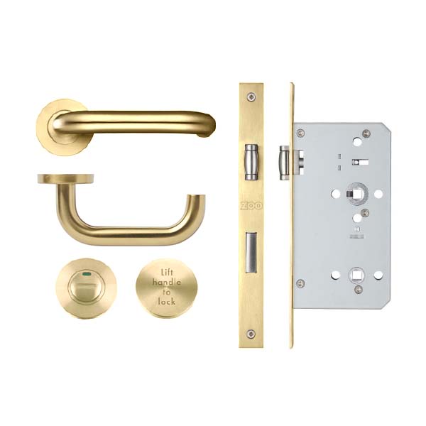 DDA Lift to Lock Toilet Door Locking System - Satin Brass | Welling UK